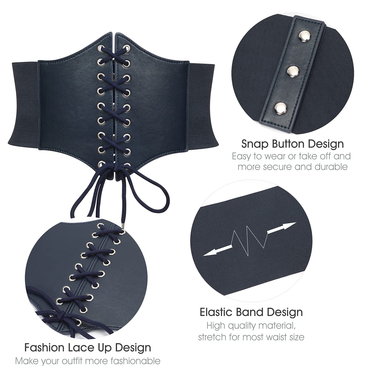 Halloween Womens Elastic Costume Waist Belt Lace Up Tied Waspie Corse