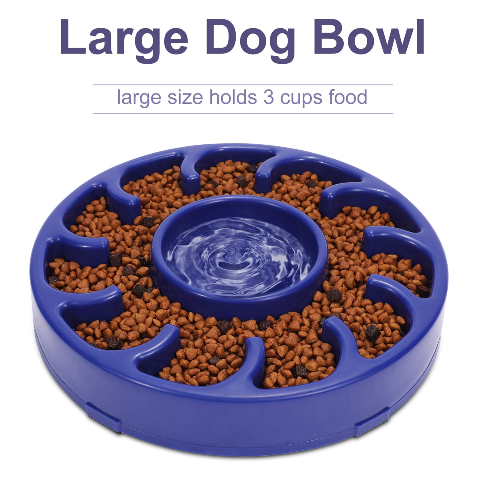 JASGOOD Slow Dog Bowl for Large Dogs,Anti-Gulping Dog Slow Feeder Stop ...